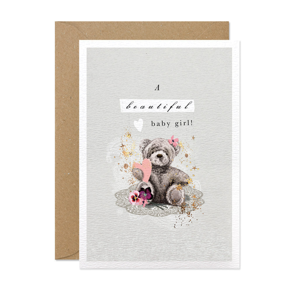 Beautiful Baby Girl Teddy Card – DC Boutique